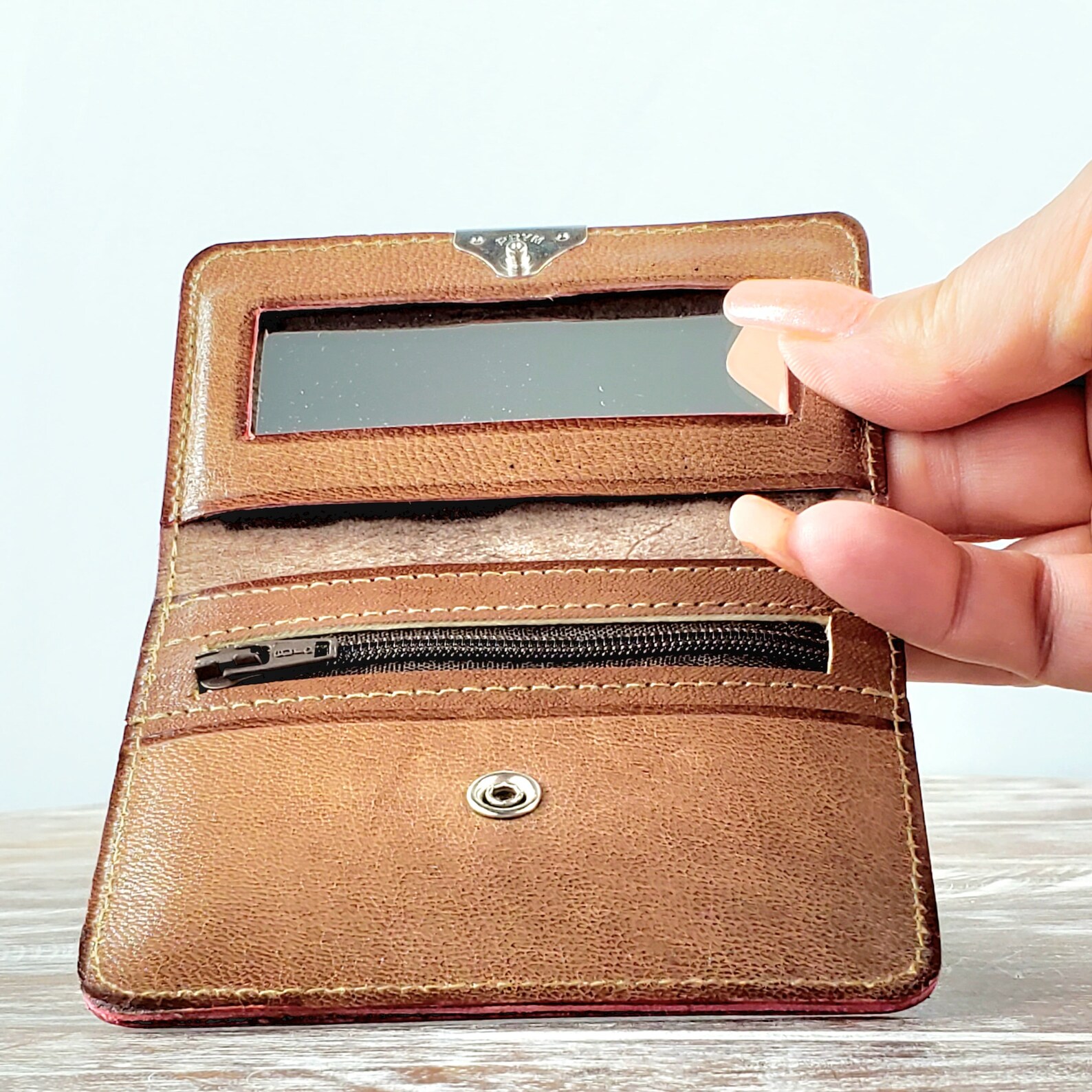 Mini Wallet Mirror-hand Tooled Wallet-woman Wallet-artisanal Mexican ...