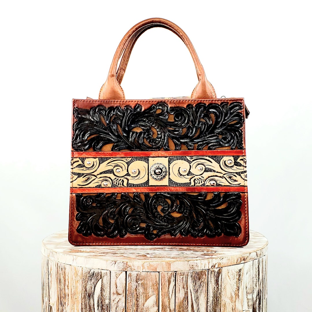 Leather Handbag- Tooled Leather Crossbody- Mexican Purse- High End ...