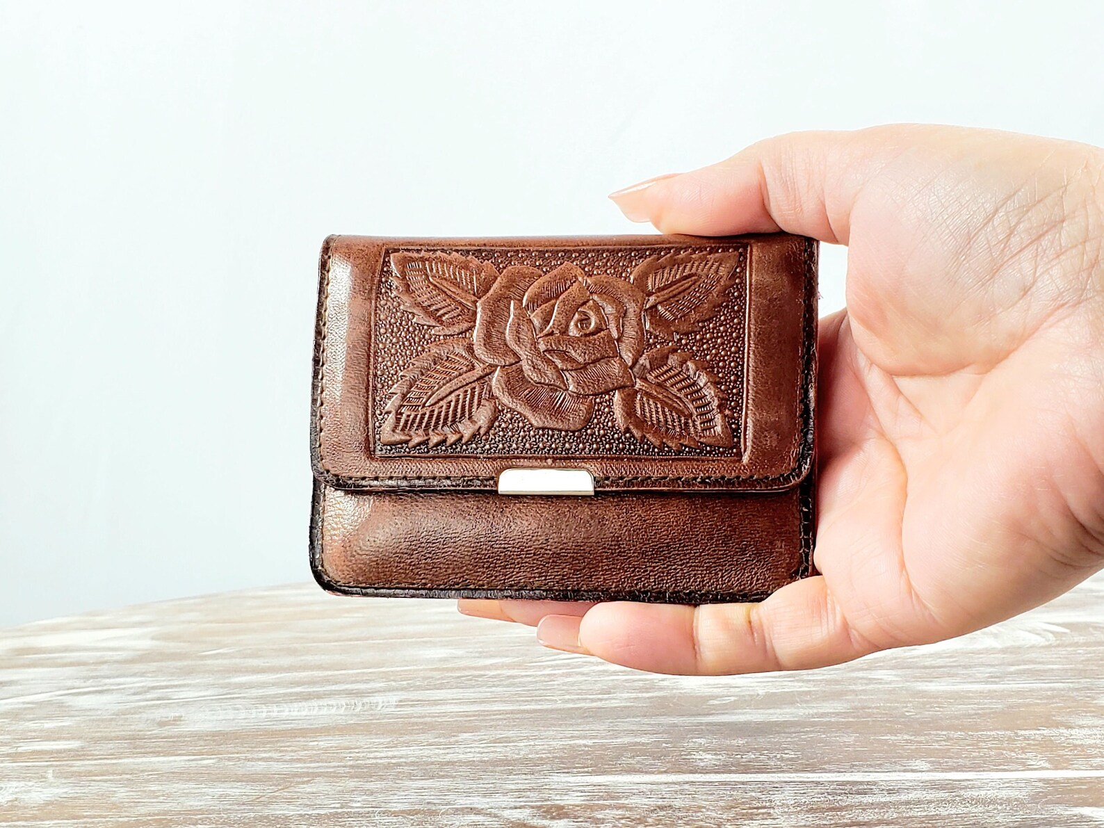 Mini Wallet Mirror-hand Tooled Wallet-woman Wallet-artisanal Mexican ...