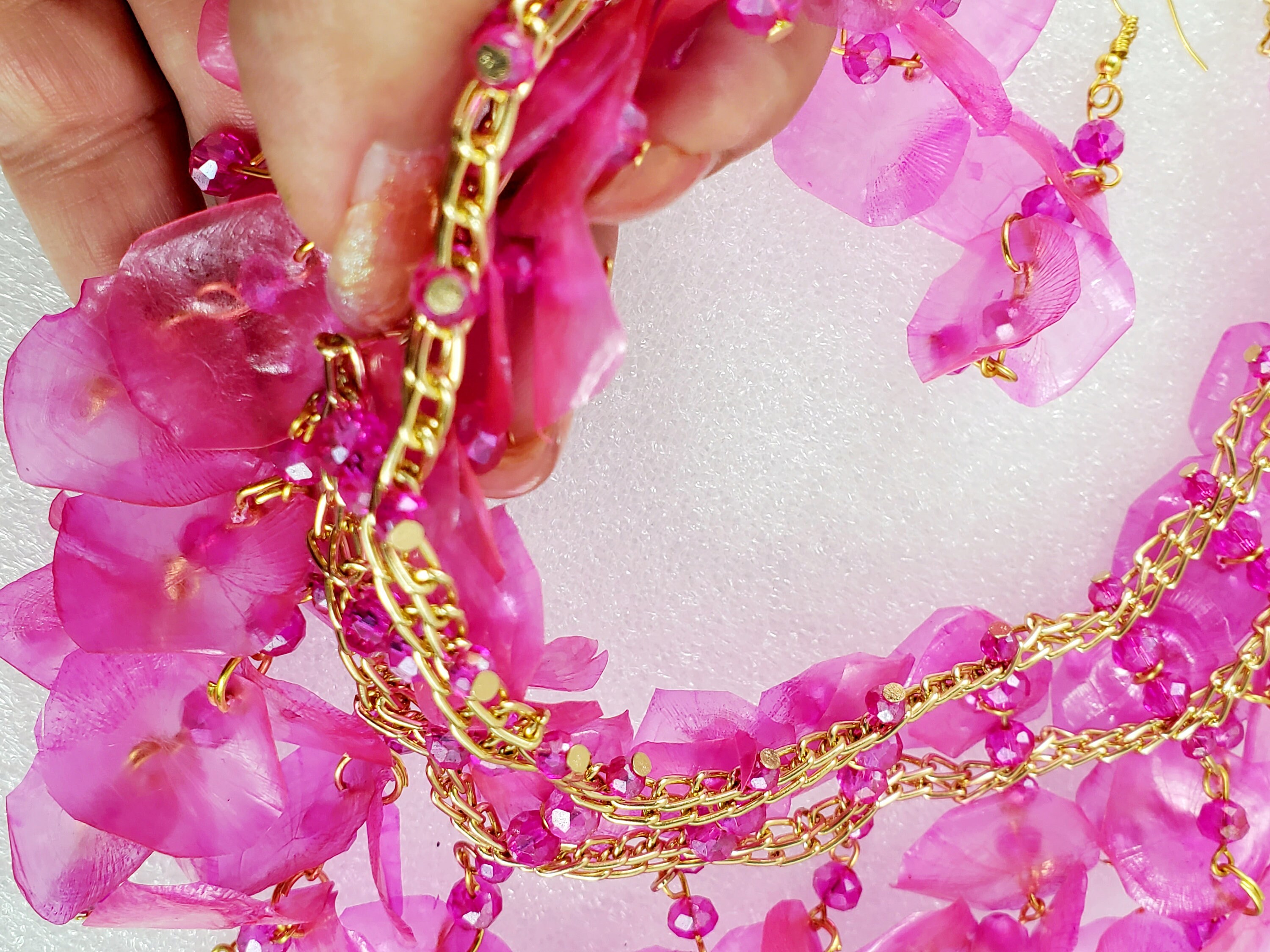 Handmade Mexican Fish Scale Jewelry Set: Pink Necklace & Earrings - Etsy