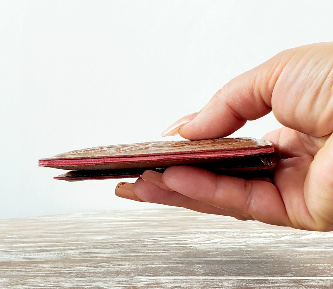 Mini Wallet Mirror-hand Tooled Wallet-woman Wallet-artisanal Mexican ...