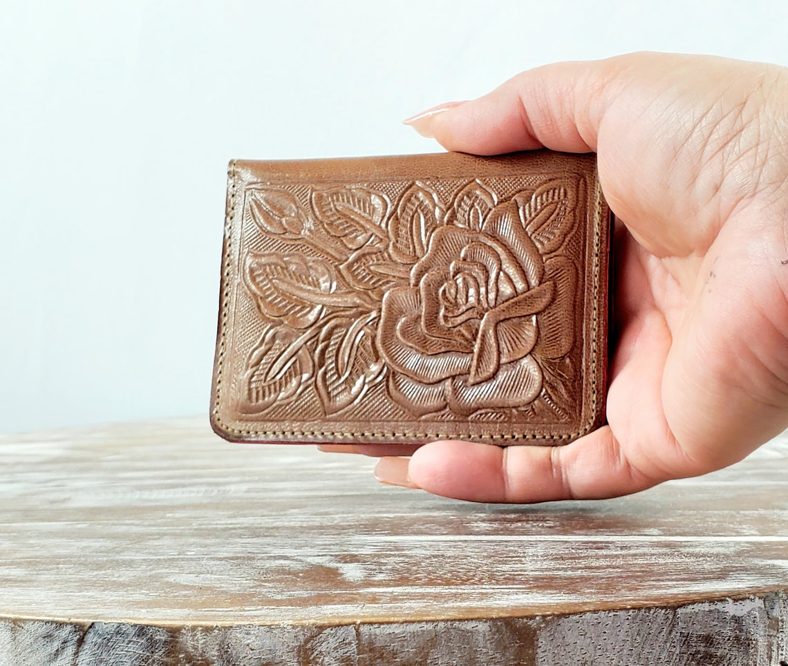 Mini Wallet Mirror-hand Tooled Wallet-woman Wallet-artisanal Mexican ...
