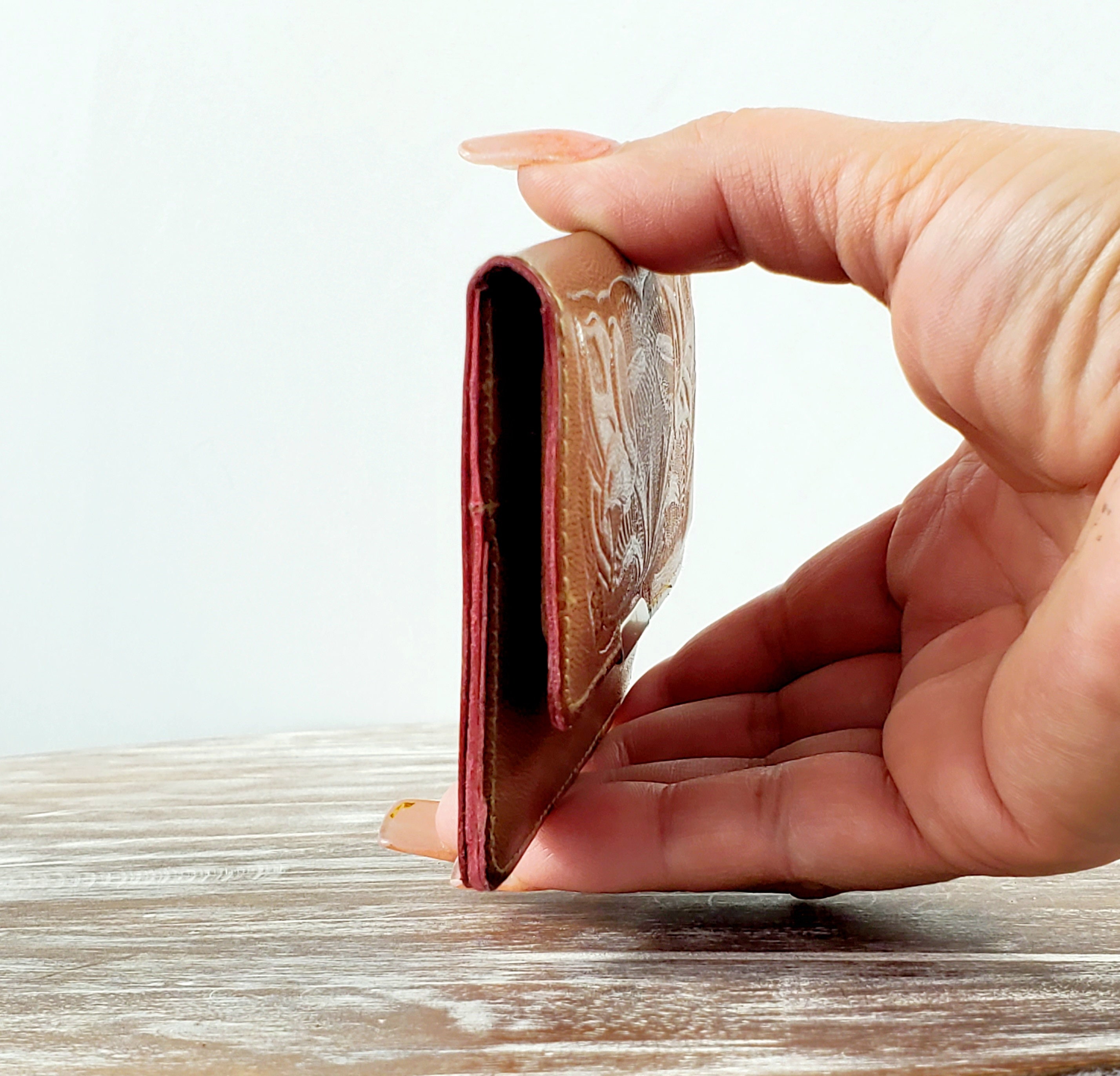 Mini Wallet Mirror-hand Tooled Wallet-woman Wallet-artisanal Mexican ...