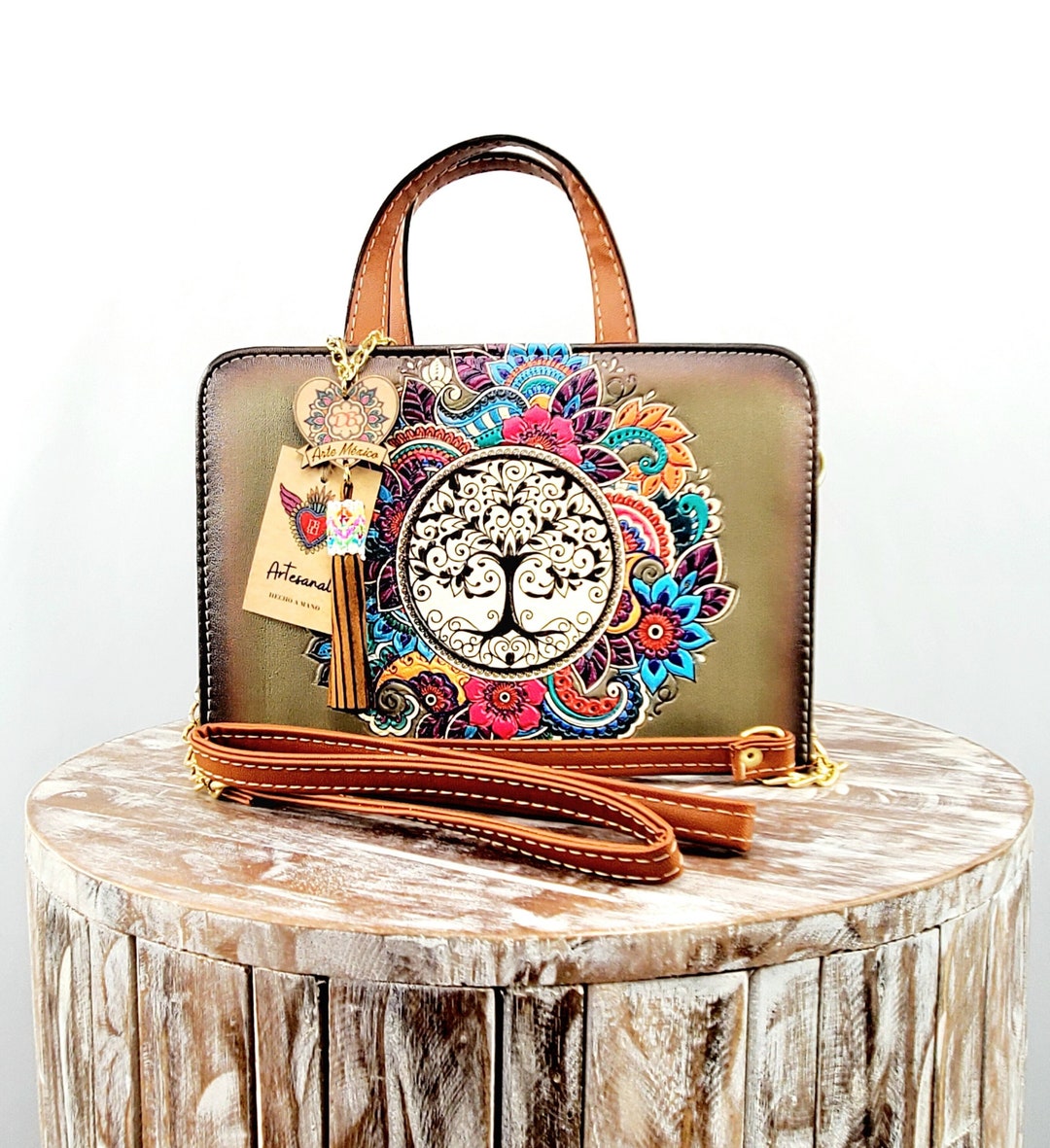 Handmade Mexican Vegan Leather Crossbody-artisanal Bag-tooled Bag ...