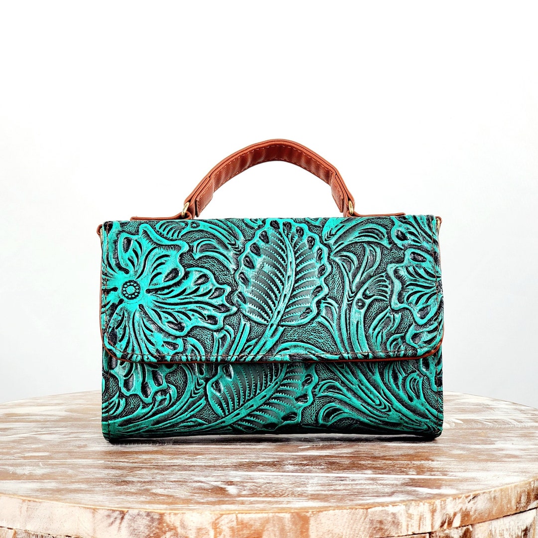 Mexican Purse Tooled Mexican Hand Bag Artisanal Purse Leather Crossbody ...