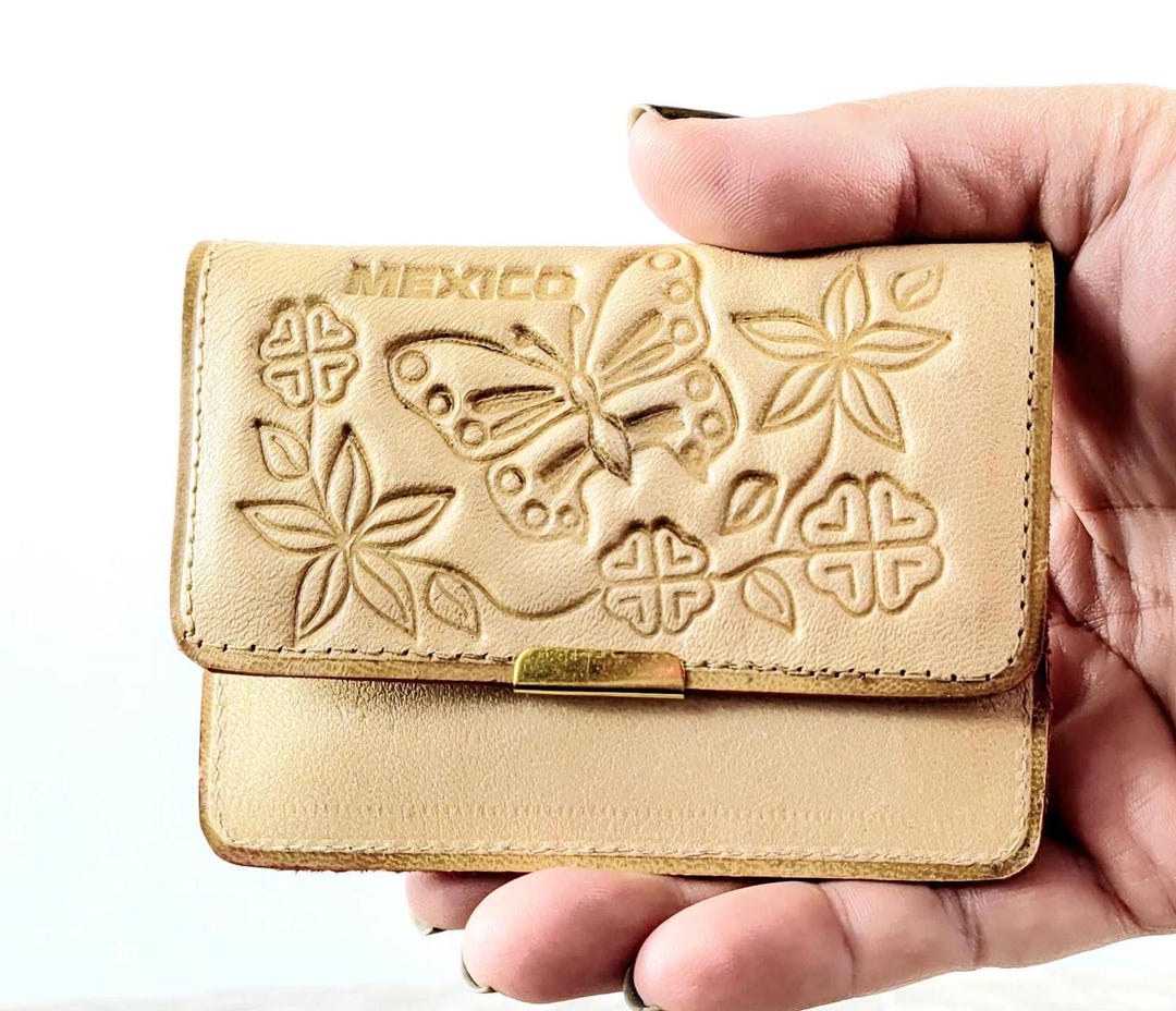 Mini Wallet Mirror-hand Tooled Wallet-woman Wallet-artisanal Mexican ...