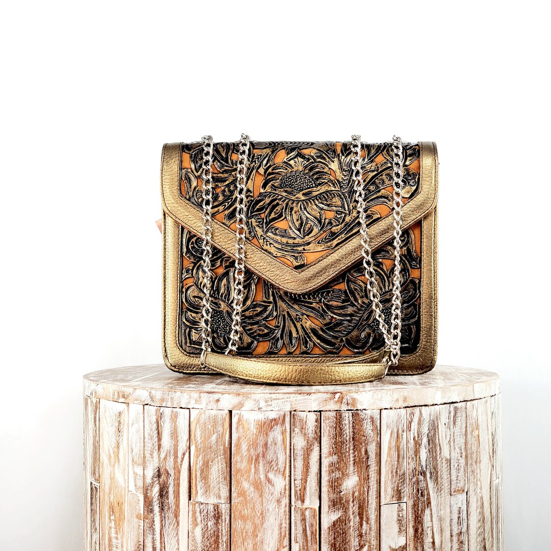 Mexican Purse-envelope Handbag-tooled Leather Crossbody High End ...