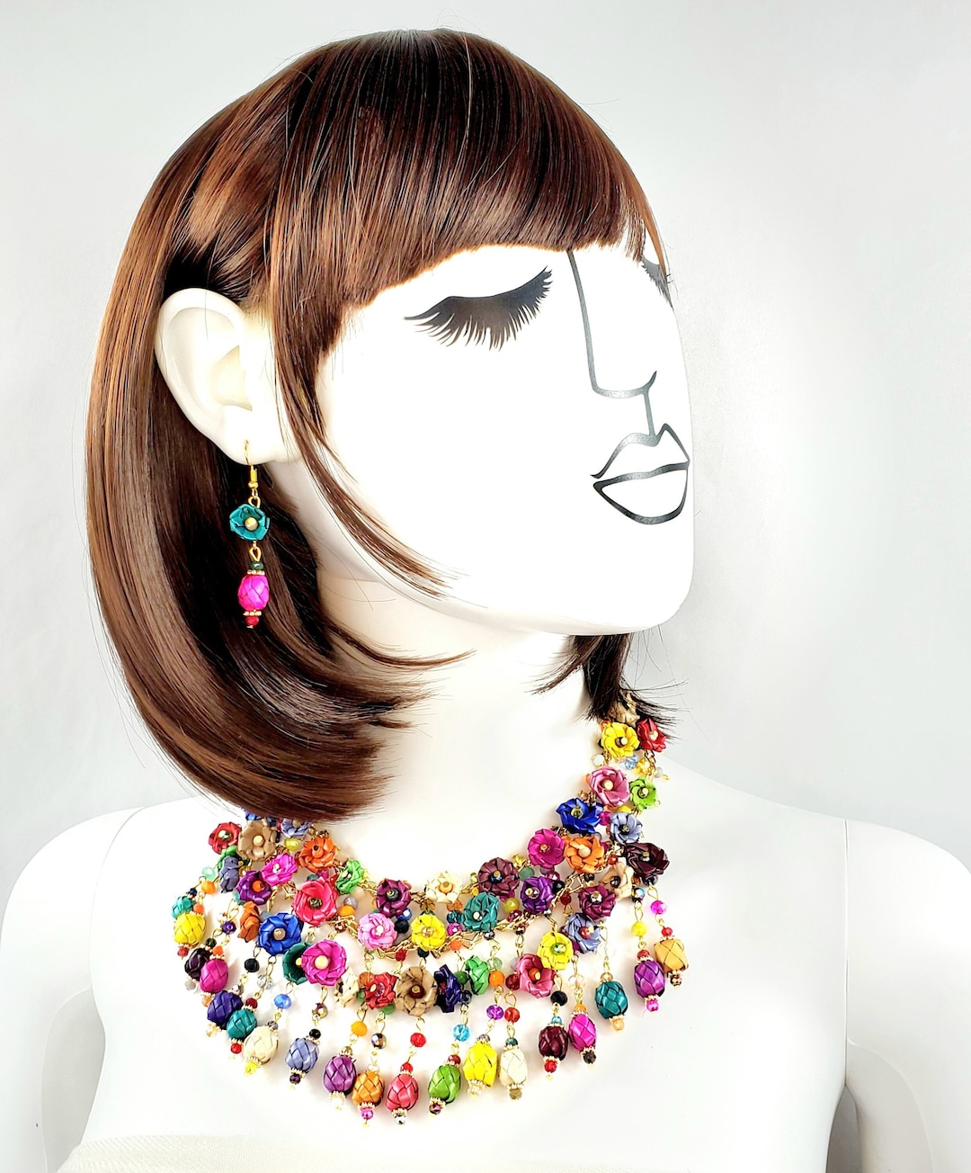 Mexican Handmade Jewelry Set-mexican Necklace and Earrings-palm Leaf ...