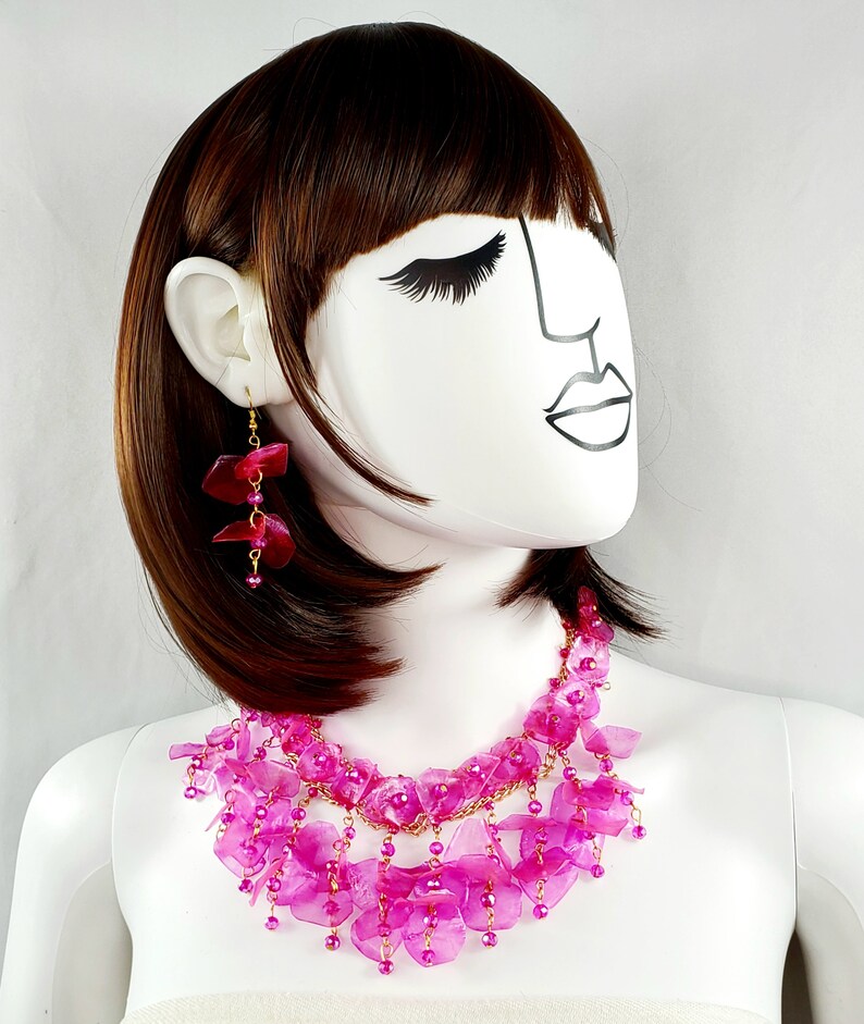 Handmade Mexican Fish Scale Jewelry Set: Pink Necklace & Earrings - Etsy