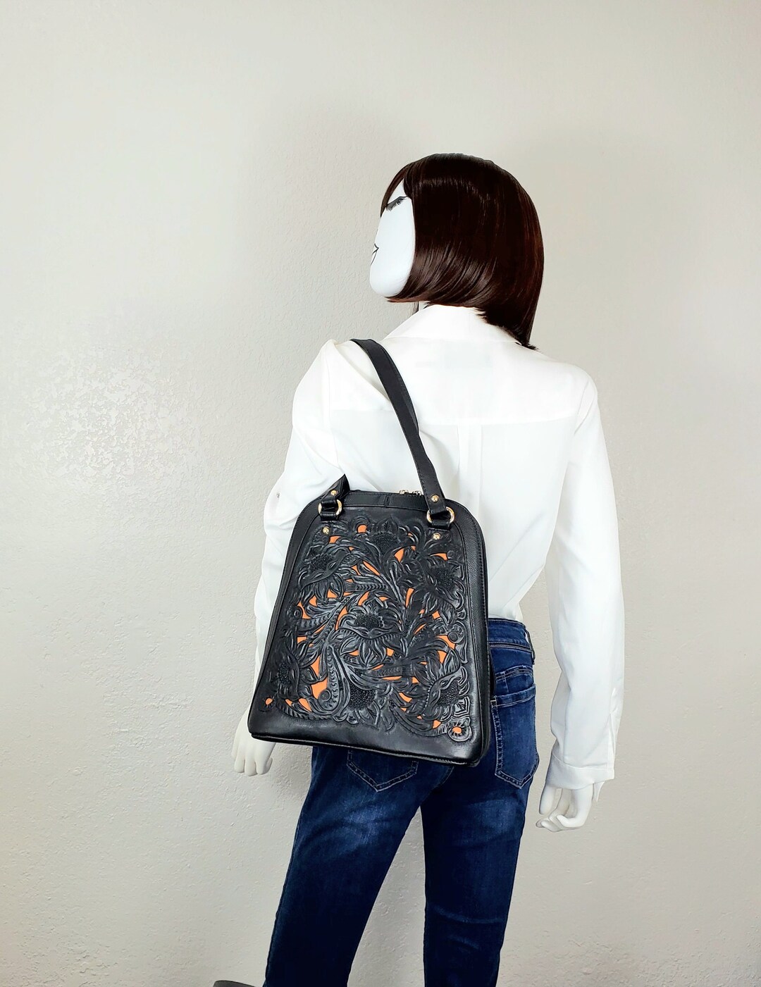 Hand Tooled Leather Backpack: Mexican Artisanal Purse - Etsy