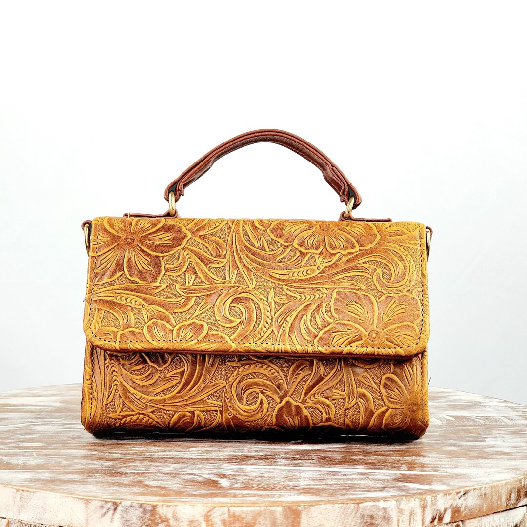 Mexican Purse- Tooled Mexican Hand Bag- Artisanal Purse- Leather ...