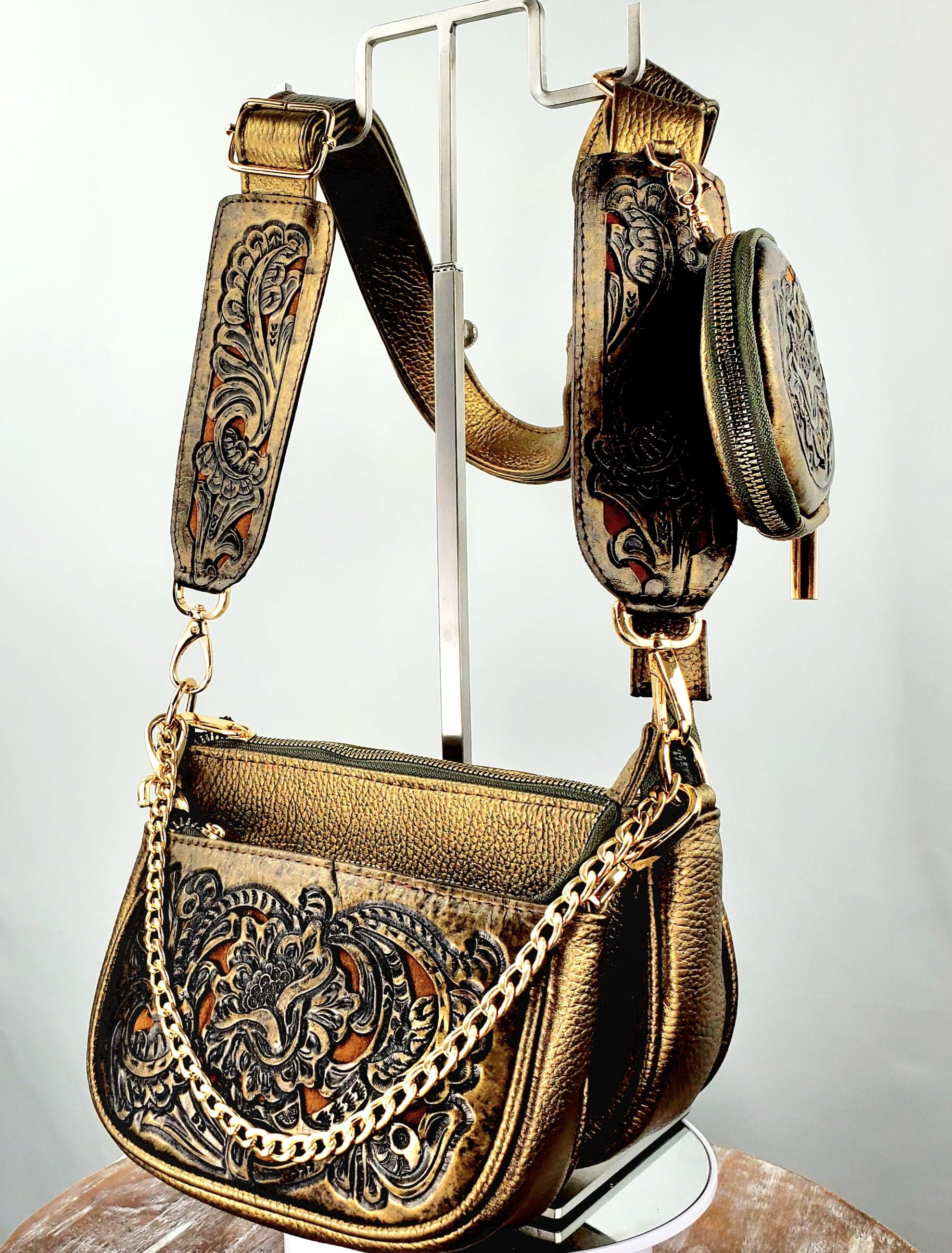 Mexican Purse Multi Pochette tooled Leather Crossbody High End ...
