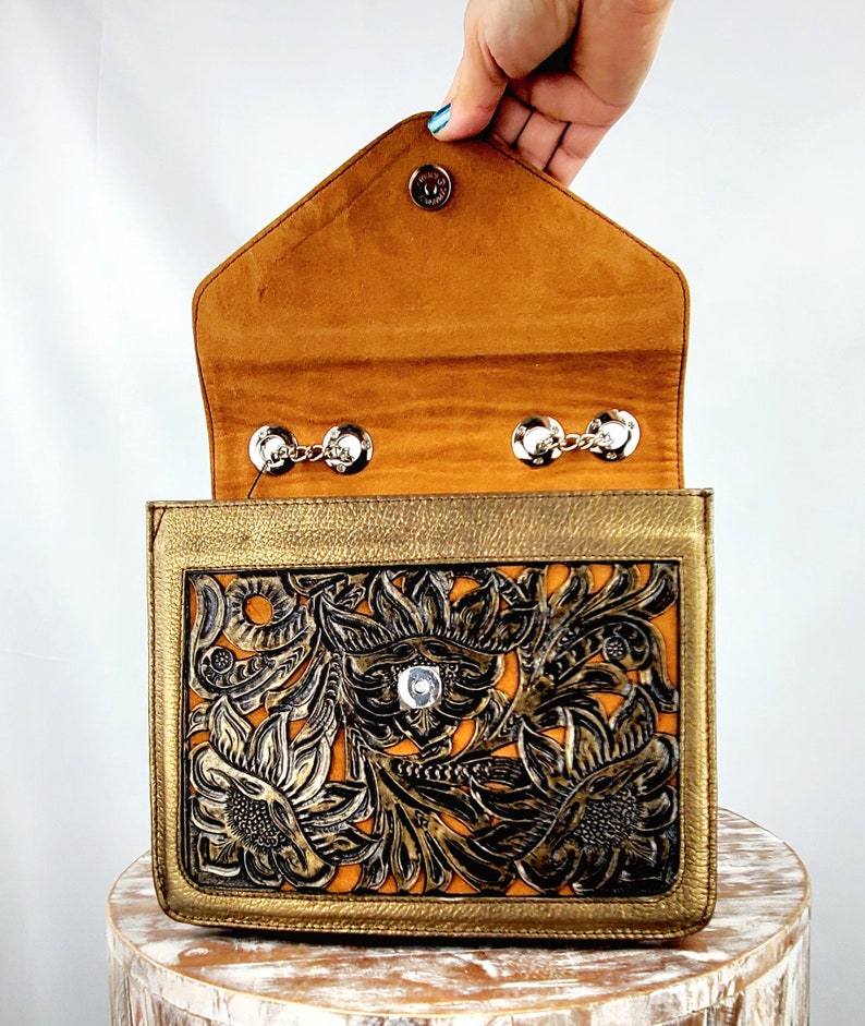 Mexican Purse-envelope Handbag-tooled Leather Crossbody- High End ...