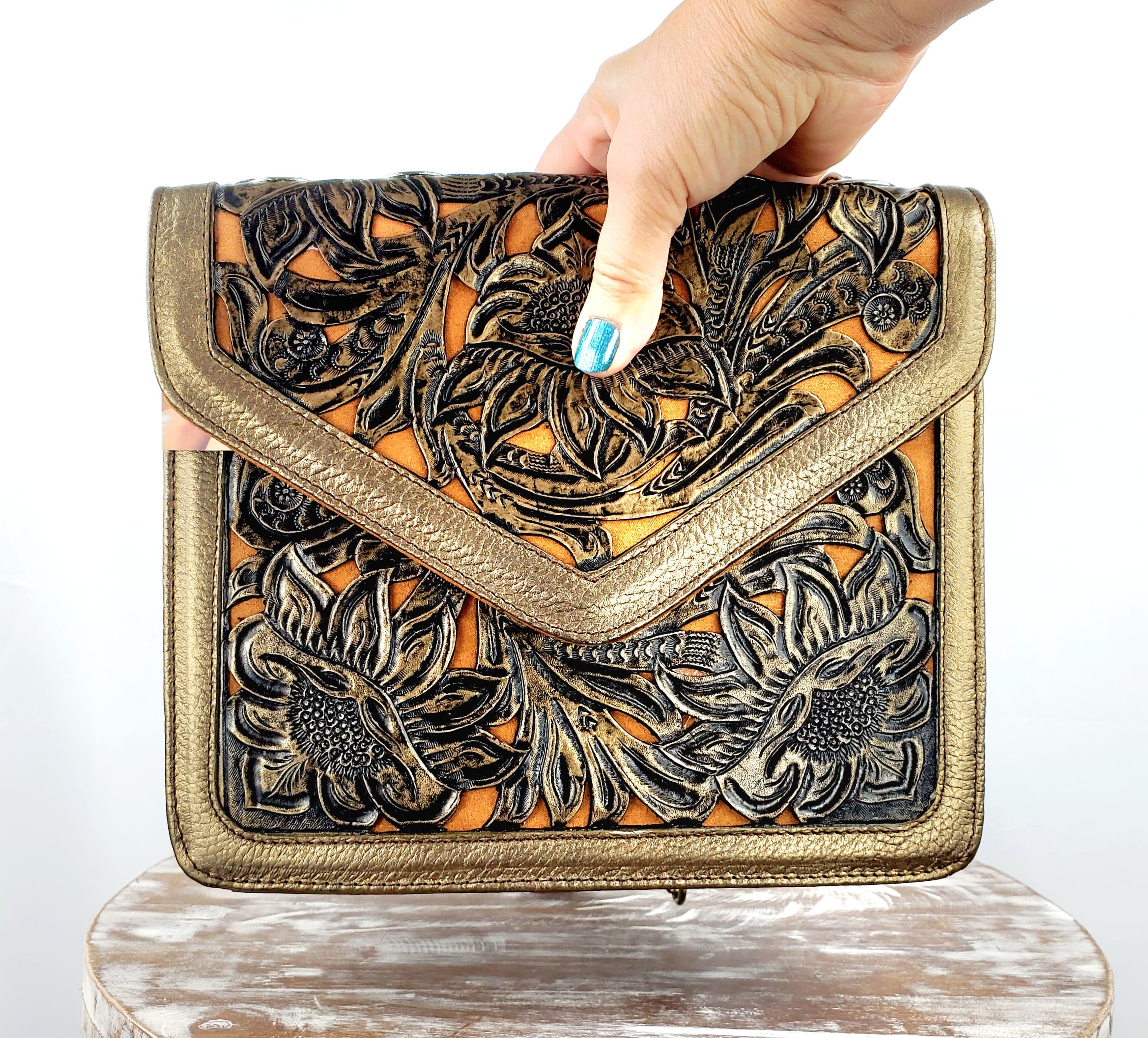 Mexican Purse-envelope Handbag-tooled Leather Crossbody- High End ...