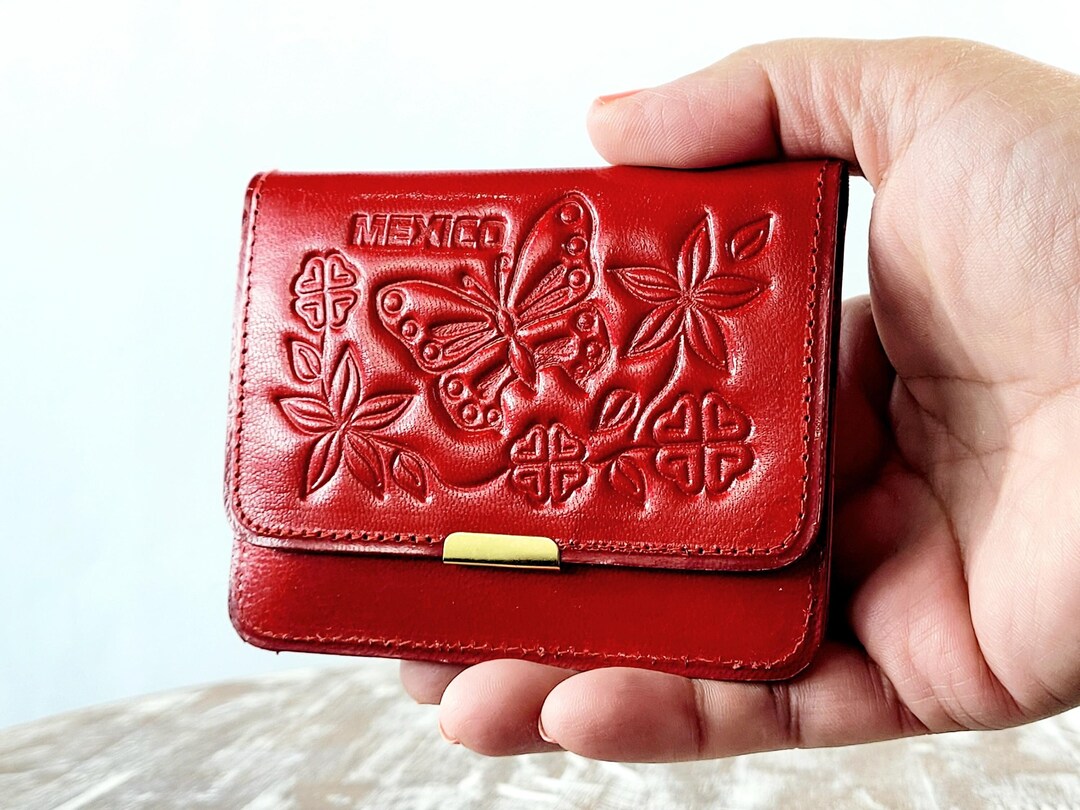Leather ID Wallet-hand Tooled Wallet-woman Wallet-artisanal Mexican ...