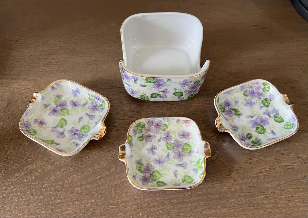Lefton Violet Chintz Stacking Ashtray Set - Etsy