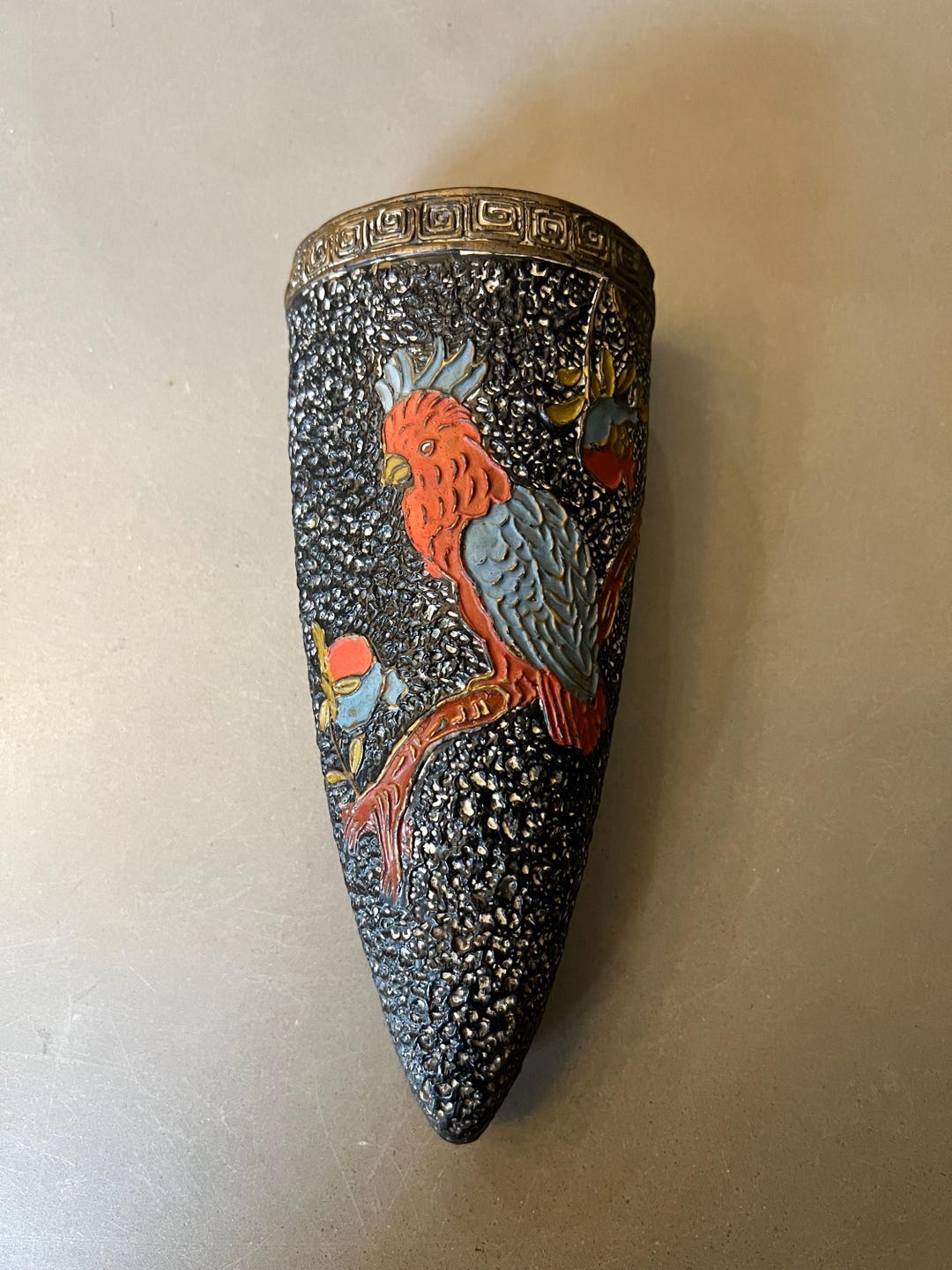 Vintage Japanese Tokanabe Blackware Wall Pocket - Etsy