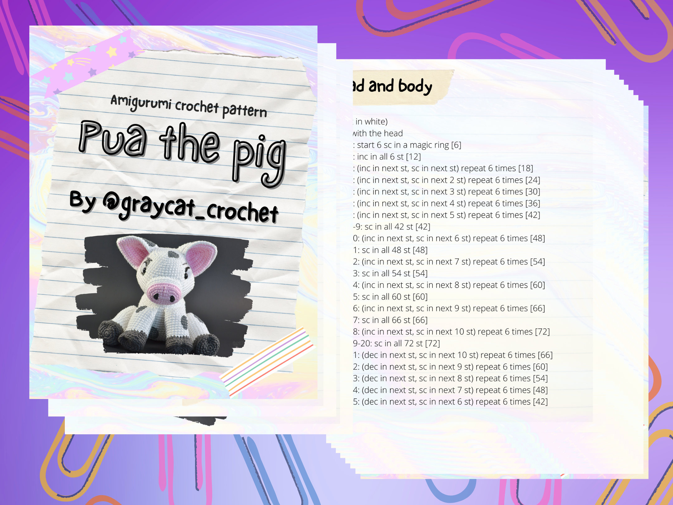 Pua the Pig, Pua Pattern, Pig Pattern, Moana, Vaiana, Disney, Amigurumi ...