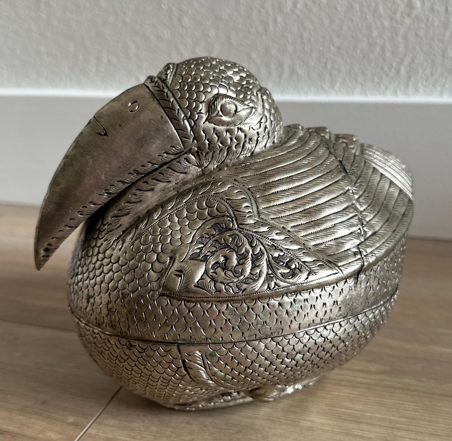 Vintage Hand Forged Sterling Silver Bird Ceremonial Wedding Trinket Box ...