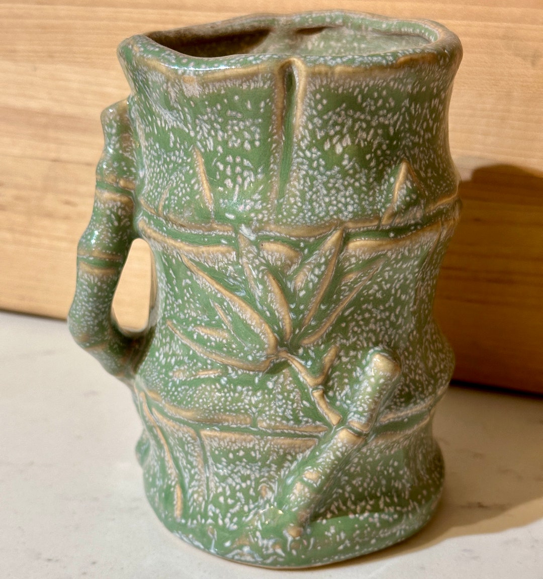 Vintage 1970s Studio Pottery Vessel Mug / Grog W/raised Bamboo Design ...