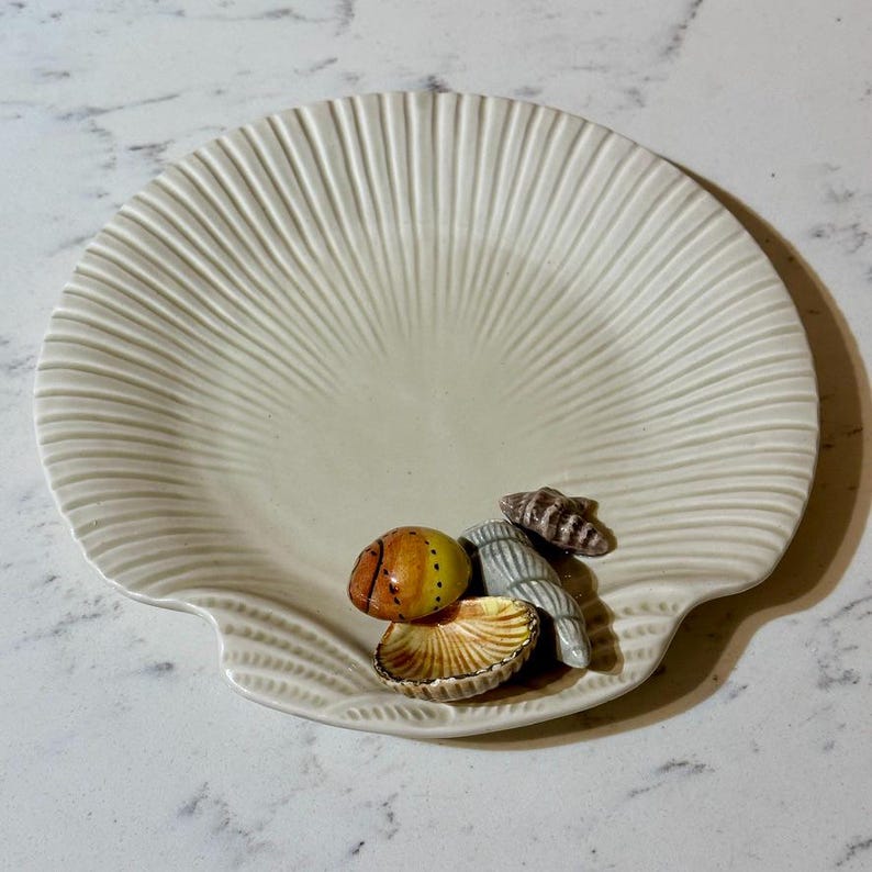 Vintage Fitz & Floyd Shell Dish: Boho Beach Trinket Plate, Made in ...