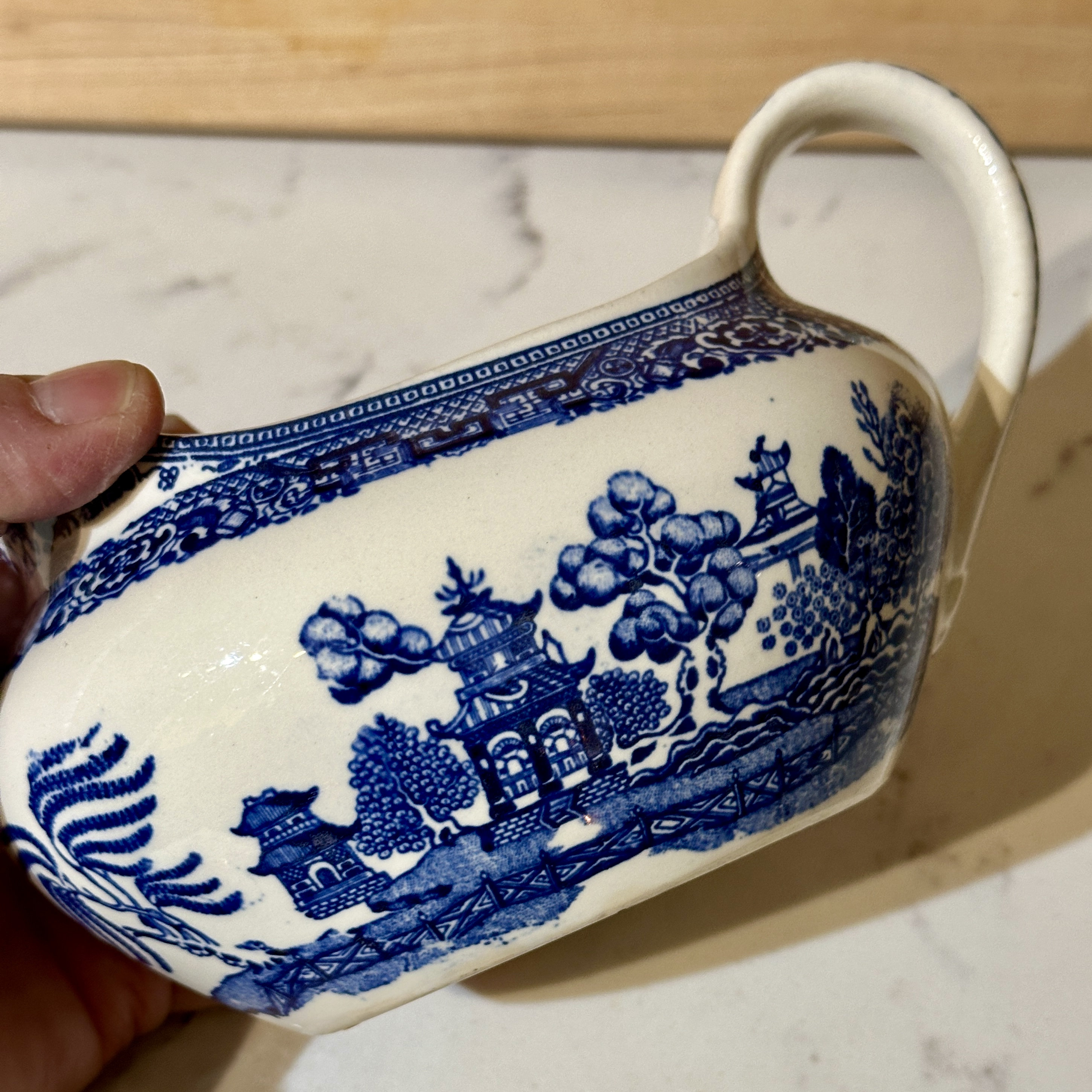 Vintage Blue Willow Gravy Boat: Unmarked Transferware Serving Dish - Etsy
