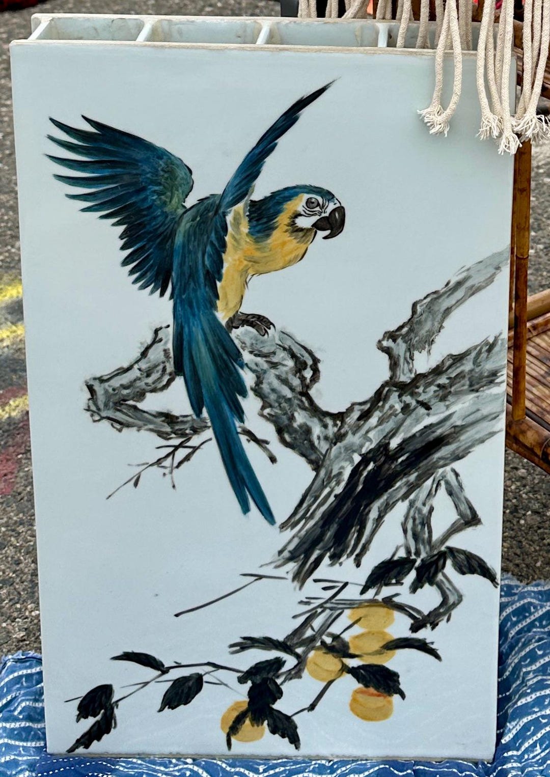 Vintage Parrot Vase: Hand-painted Chinese Art by Liu Jiyou - Etsy