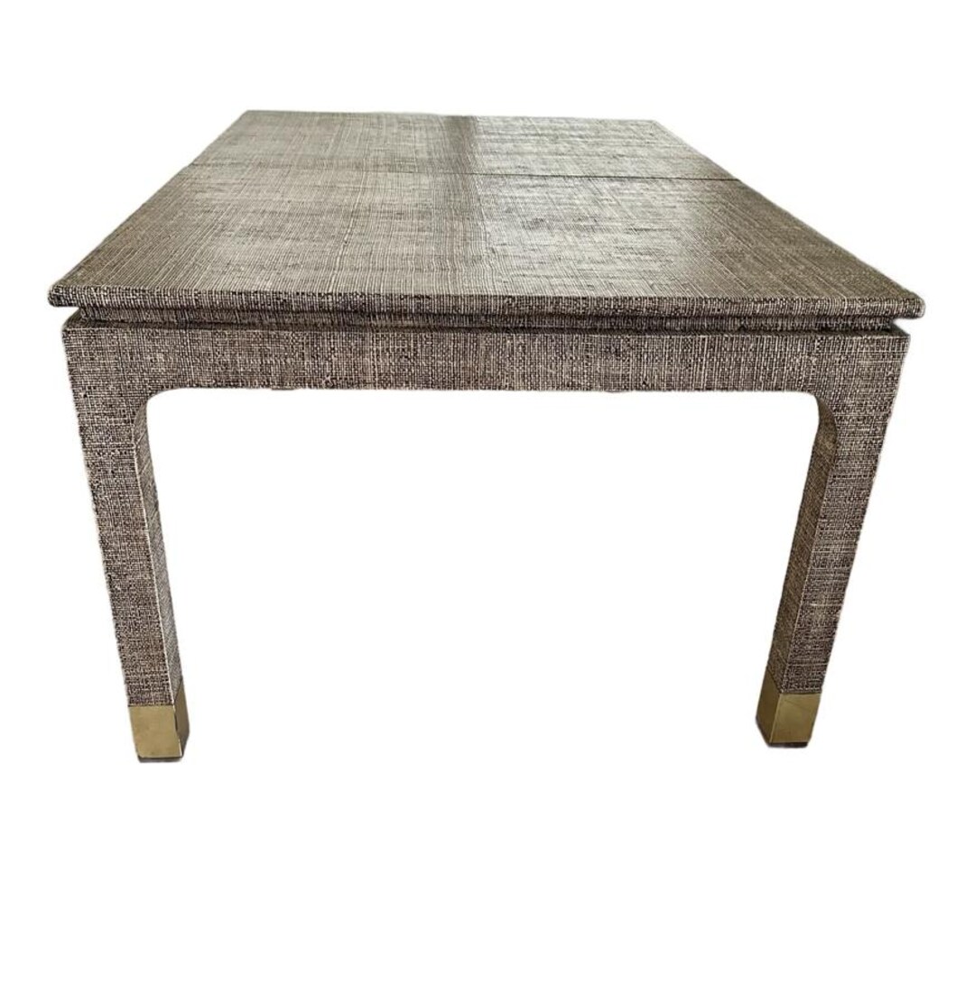 RARE 1970s Harrison Van Horn Grasscloth Dining Table-natural Brown W/ 2 ...
