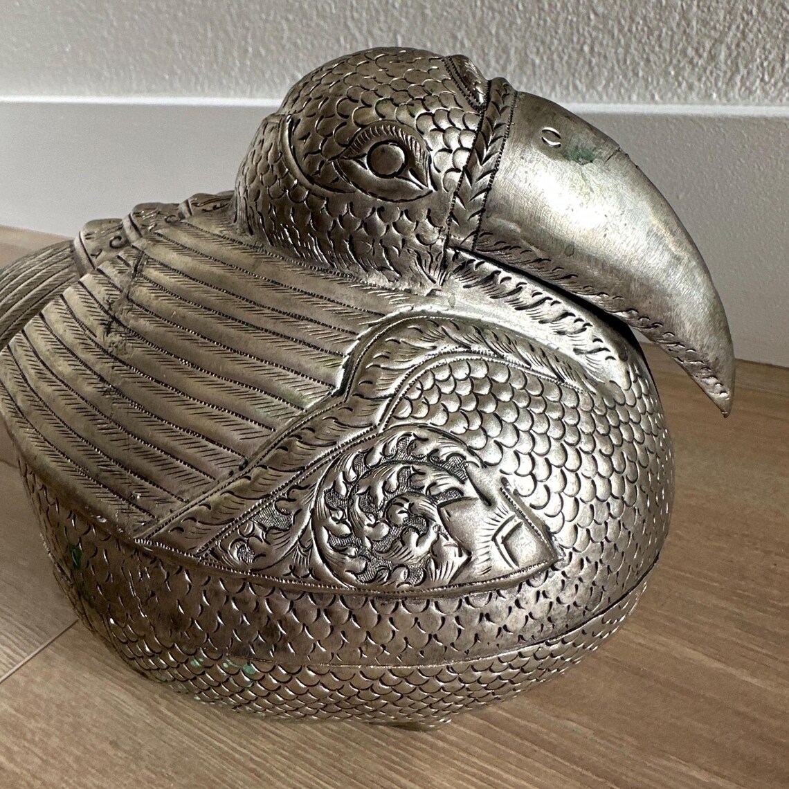 Vintage Hand Forged Sterling Silver Bird Ceremonial Wedding Trinket Box ...