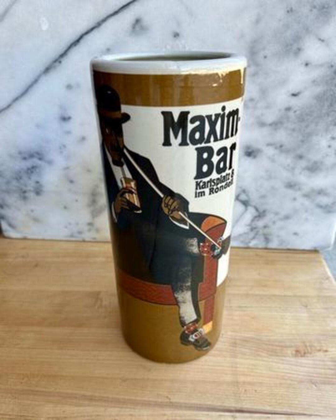 Vintage Maxim Bar Vase / Umbrella Stand: Depicting Art Nouveau German ...