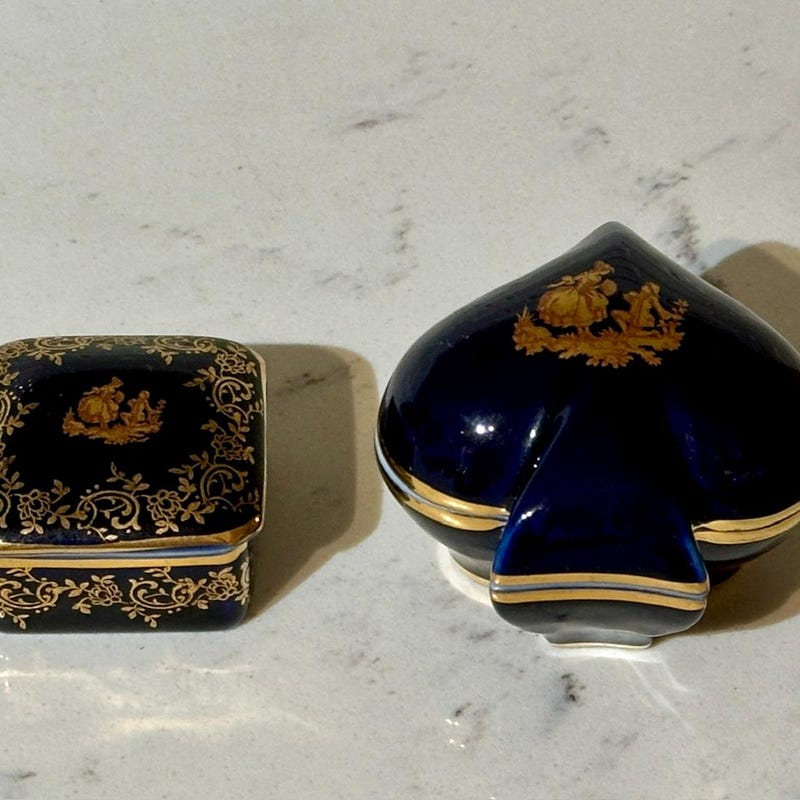 Limoges Box Gold and Blue - Etsy