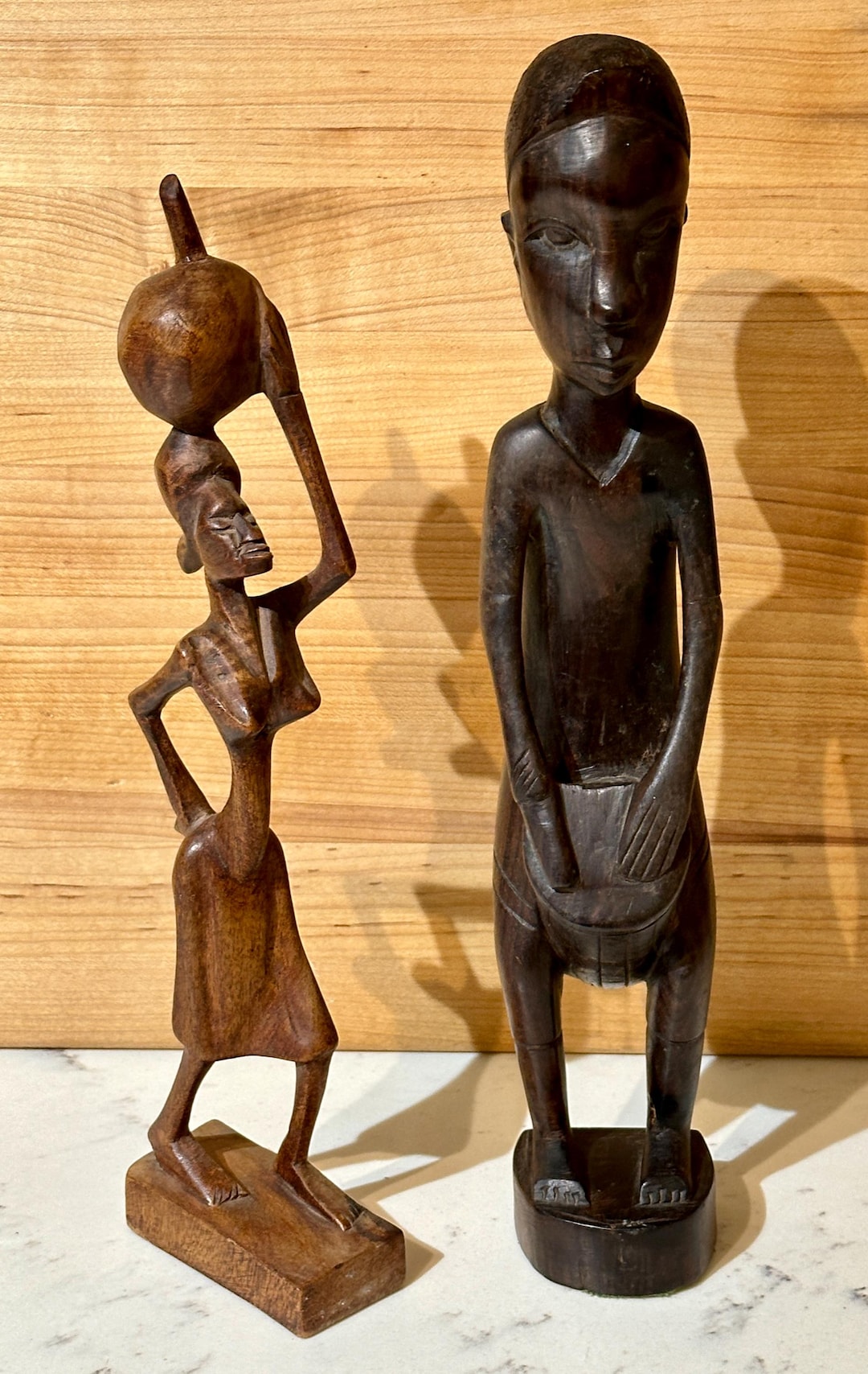 Vintage Carved Wood African Figurines: Tribal Art Sculptures, Set of 2 ...