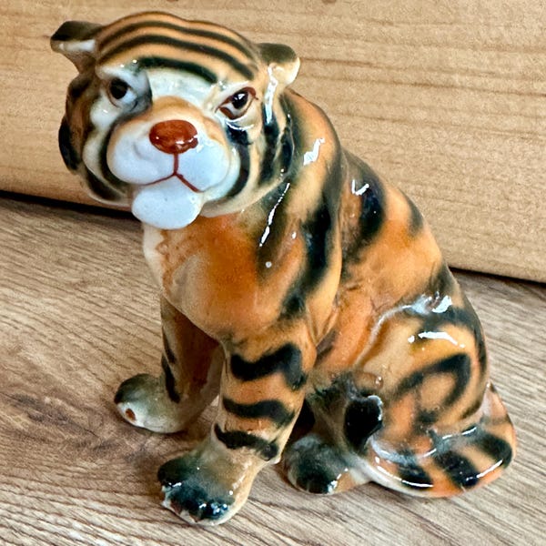 Porcelain Tiger Figurine - Etsy