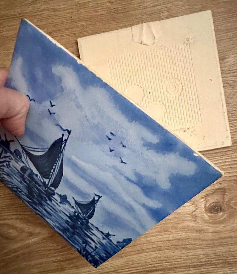 Vintage Delft Blauw Tile: Hand-painted Dutch Windmill Scene, 6" Square ...