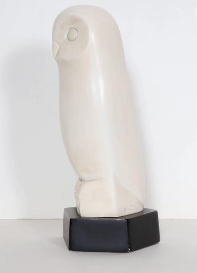 Vintage Cleo Hartwig Owl Sculpture: Art Deco Resin Statue, Signed 1969 ...