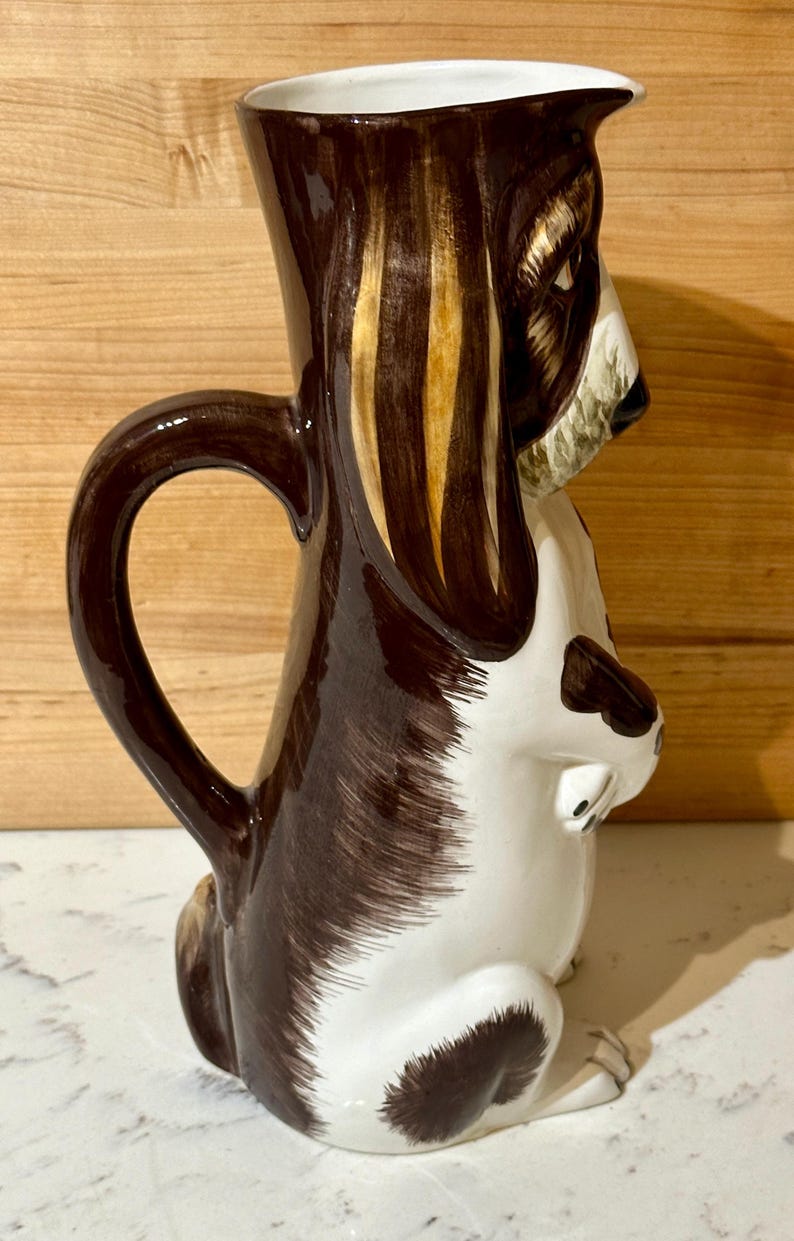 Vintage Basset Hound Porcelain Pitcher Vase - Made in Italy - Etsy