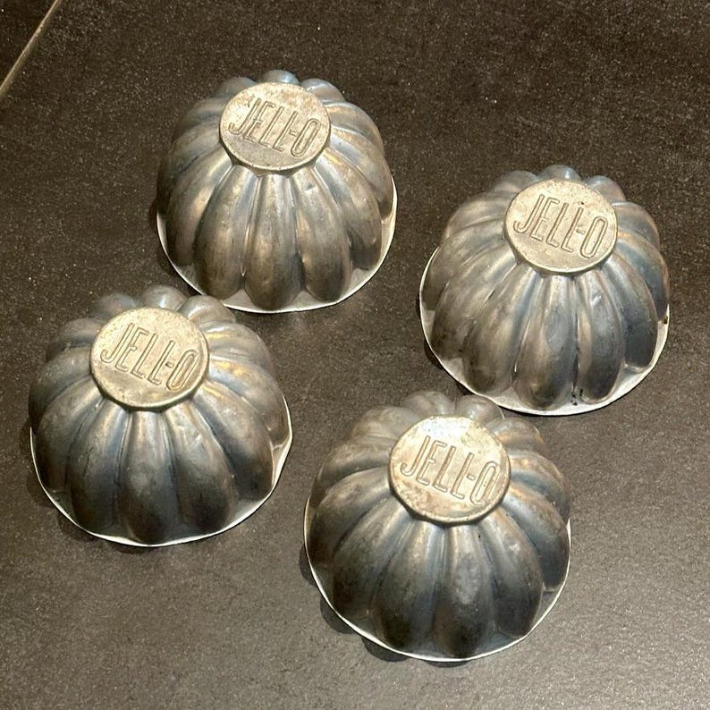 Vintage 1950s Aluminum "jell-o" Dessert Molds Cups Scalloped & Fluted ...