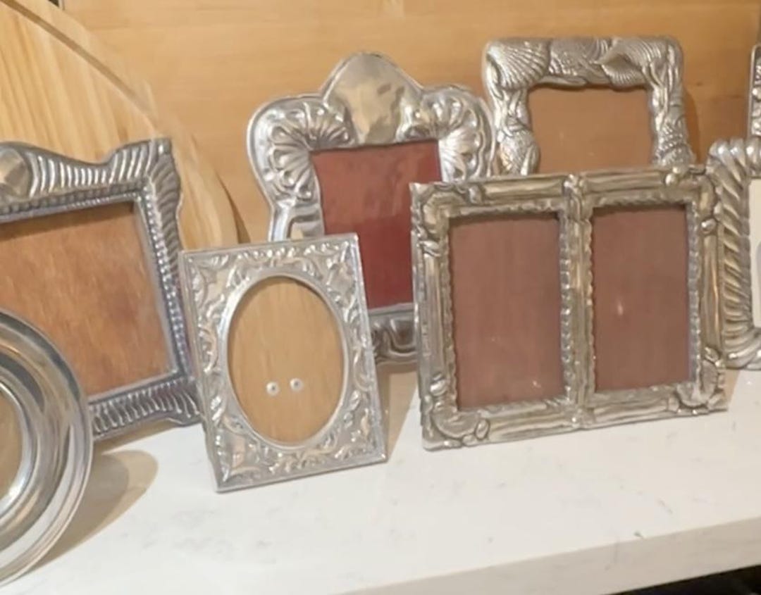 Vintage Solid Pewter Picture Frame W Glass & Wood Backing - Made in ...