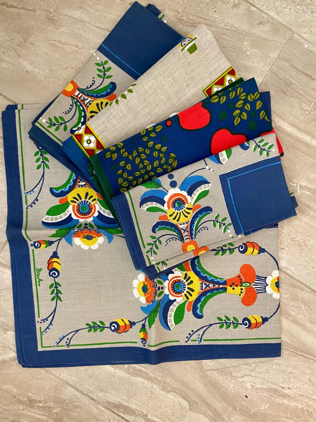 Vintage Swedish Cotton Tablecloth W/napkins: 1970s Cottage Chic Set - Etsy