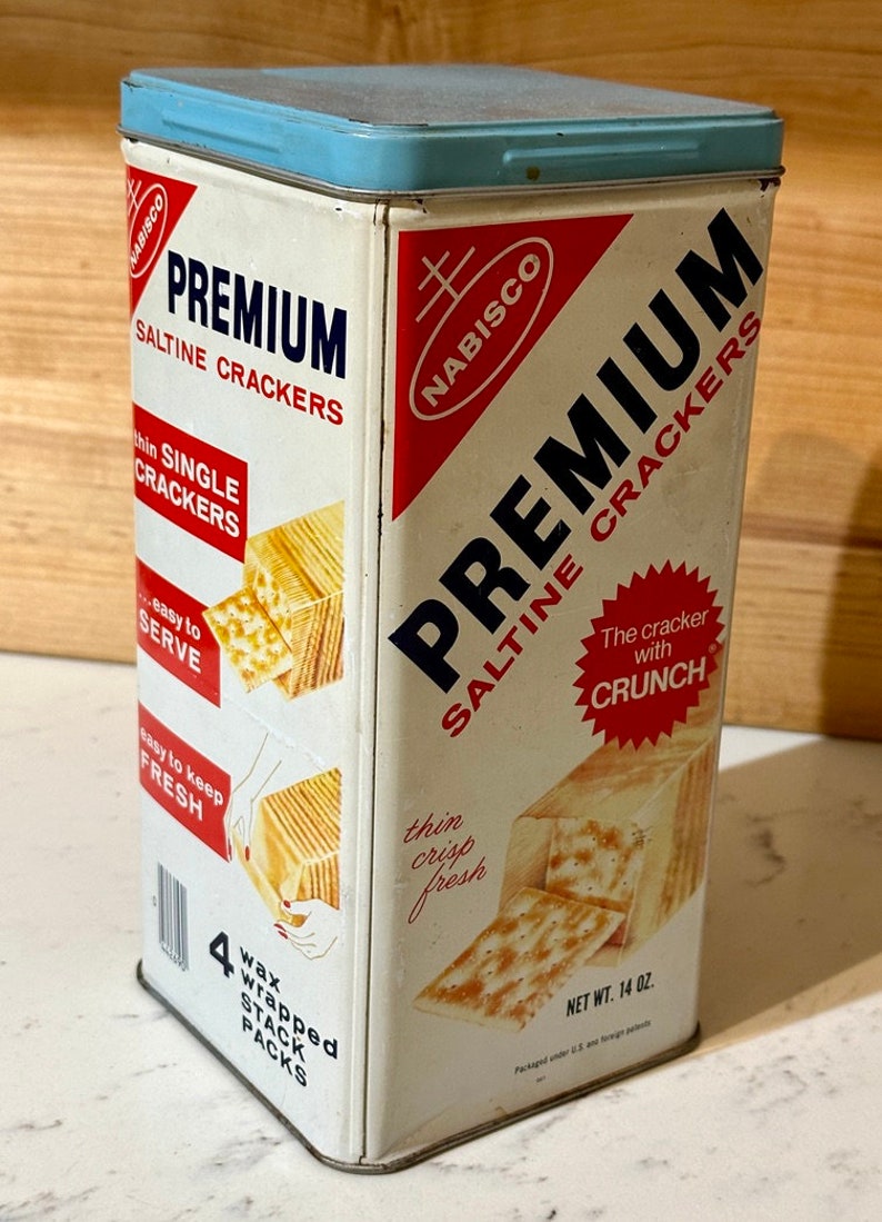 Vintage 1969 NABISCO® Premium Saltine Cracker Tin - Net Wt. 14 OZ ...