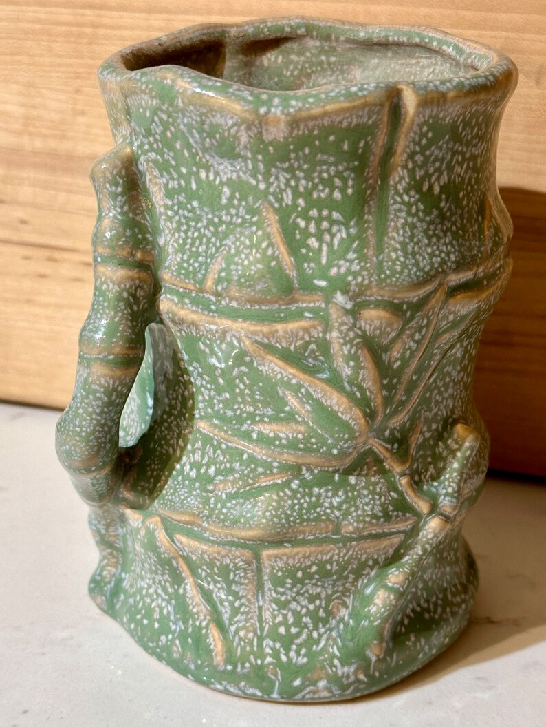 Vintage 1970s Studio Pottery Vessel Mug / Grog W/raised Bamboo Design ...