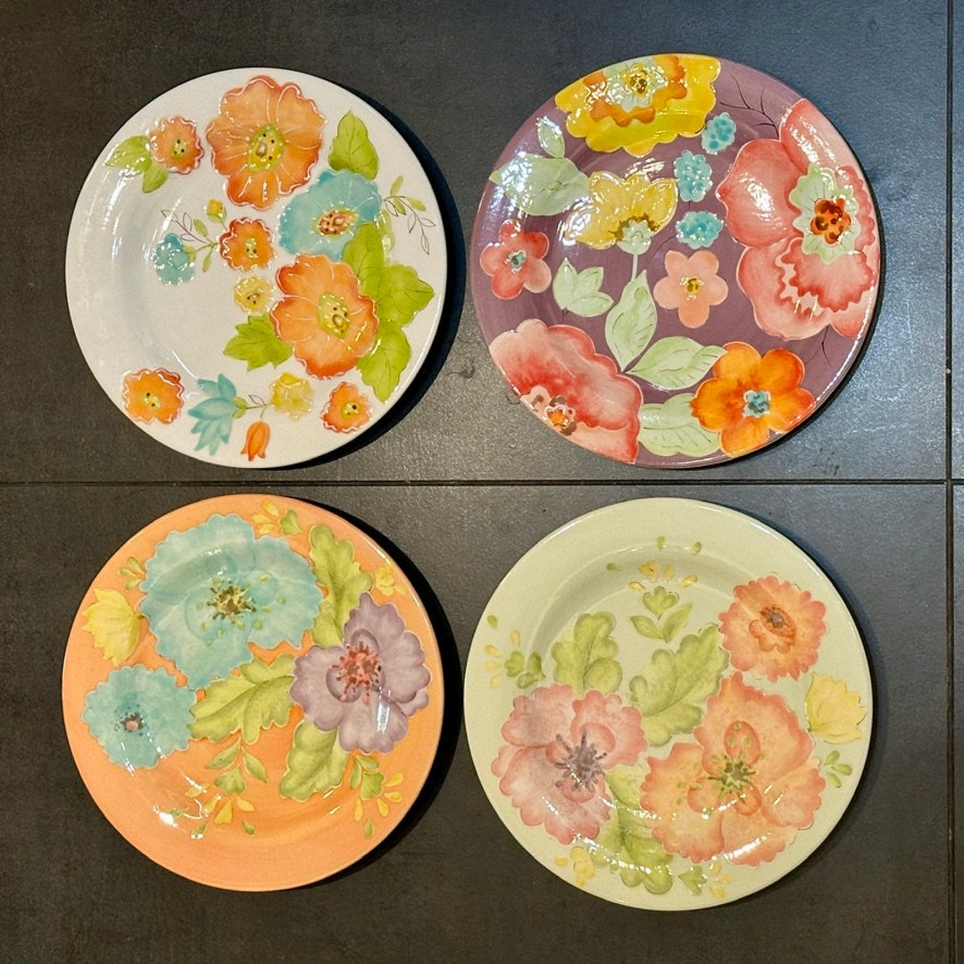 Vintage Laurie Gates Floral Plates - Set of 4 - 9" Tea Party Dishes - Etsy