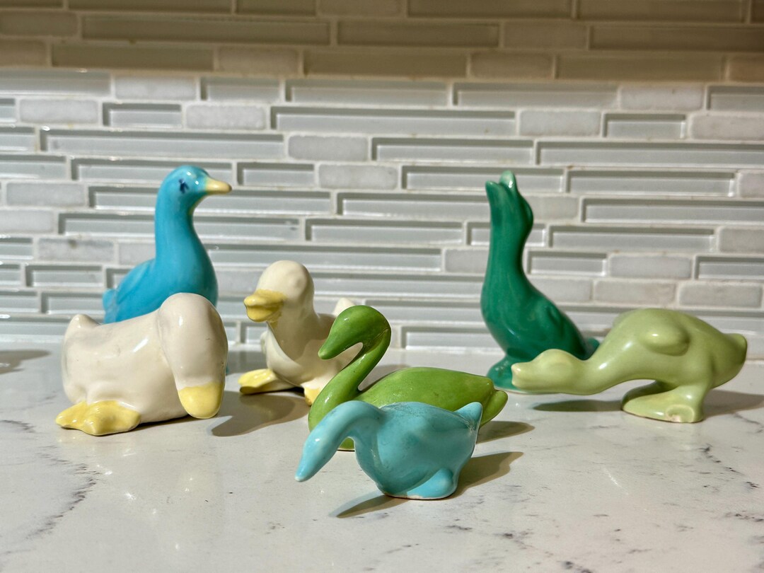 Vintage California Pottery Ducks and Swans Figurines - Set of 7 - Etsy