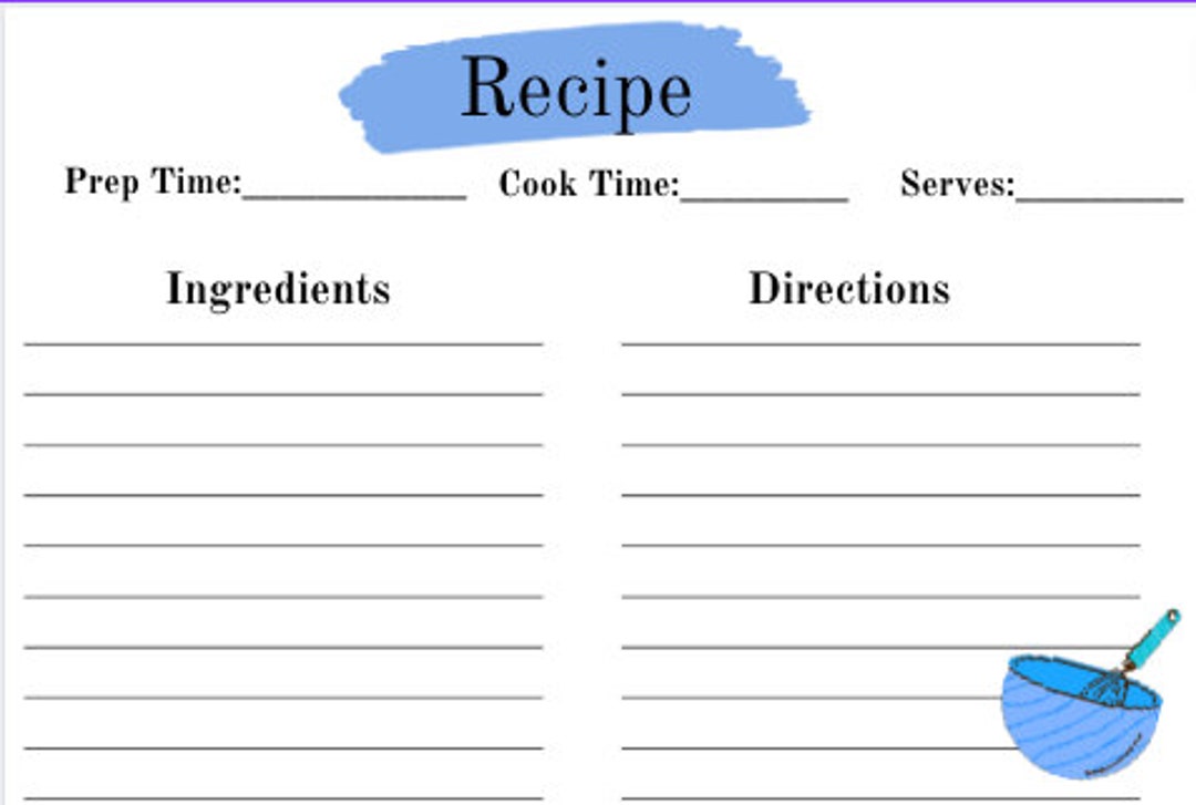 Digital Recipe Card - Etsy