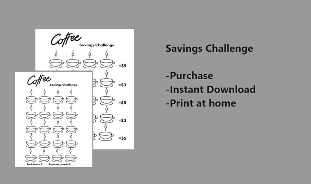 A4 Coffee Savings Challenge Instant Digital Download PDF Printable A4 ...