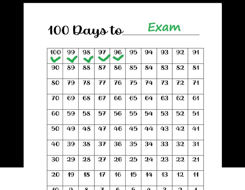 100-day Countdown Printable | Vacation, Cruise, Holiday, Wedding ...