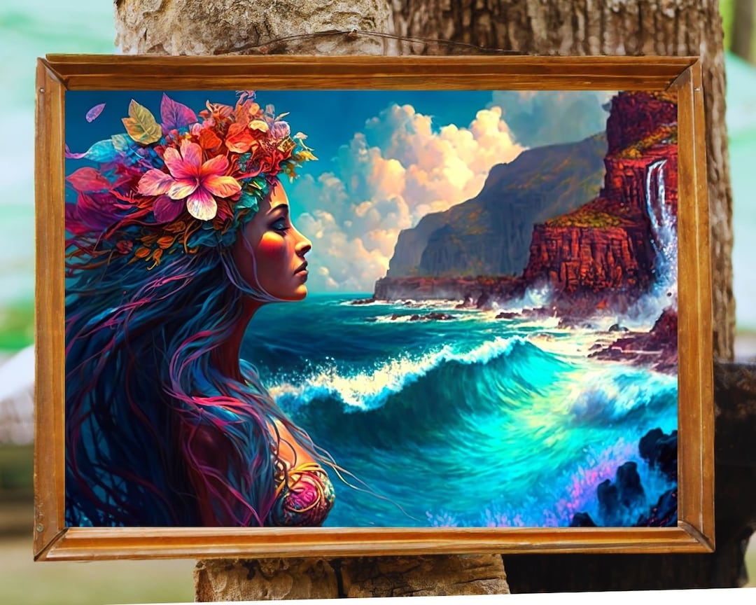 Ocean Art Goddess Namaka Art Print Hawaiian Sea Deity Wall Decor ...