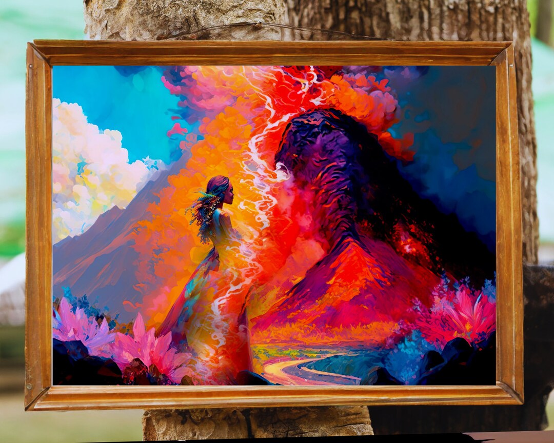 Fiery Lava Explosion Art Print Volcano Eruption Pele Goddess Mauna Loa ...