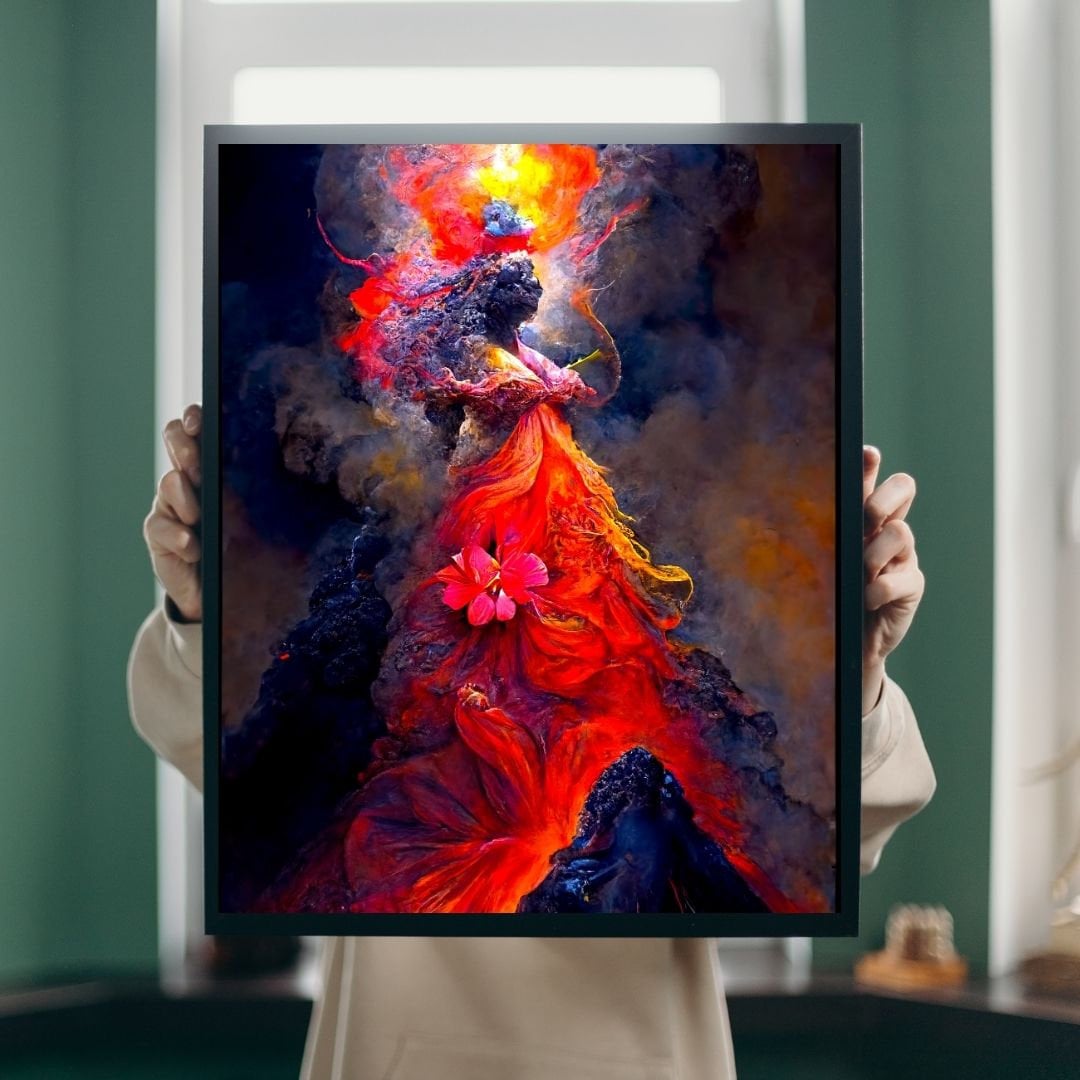 Hawaiian Goddess Pele Art Print Fiery Mauna Loa Art Volcano Art ...