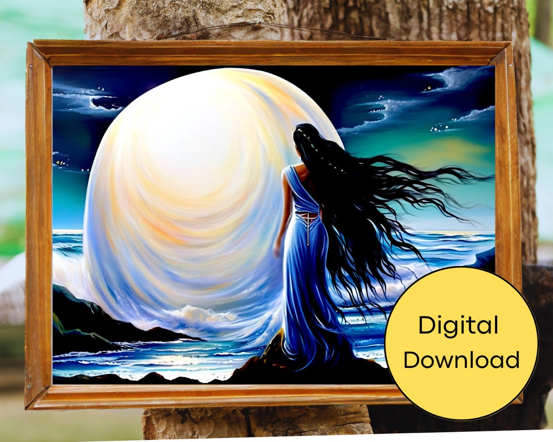 Hina's Love: A Romantic Hawaiian Art Print of the Goddess of the ...